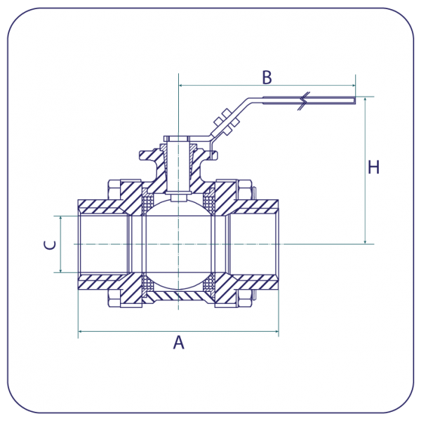 3 Piece Manual Ball Valves Threaded Ends - Concept Stainless
