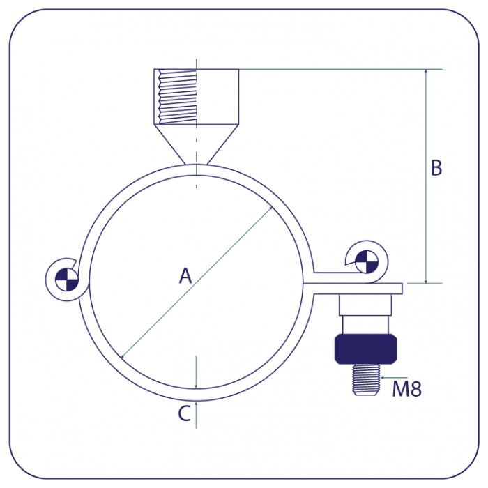 Stainless Steel Hinged Pipe Clip,304 C/W ½ BSP Boss - Concept Stainless